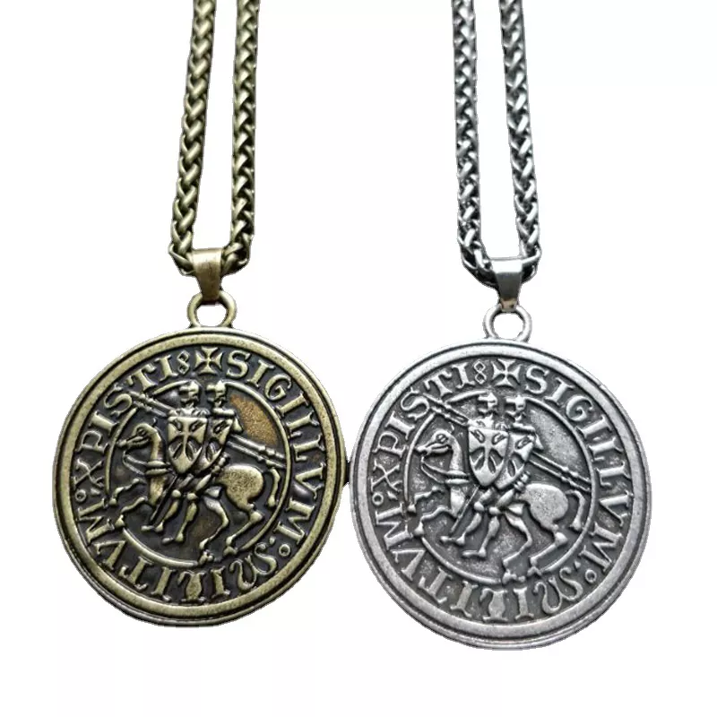 Viking Jewelry Double Sided Knight Pendant Greek Latin Assassin creed ...