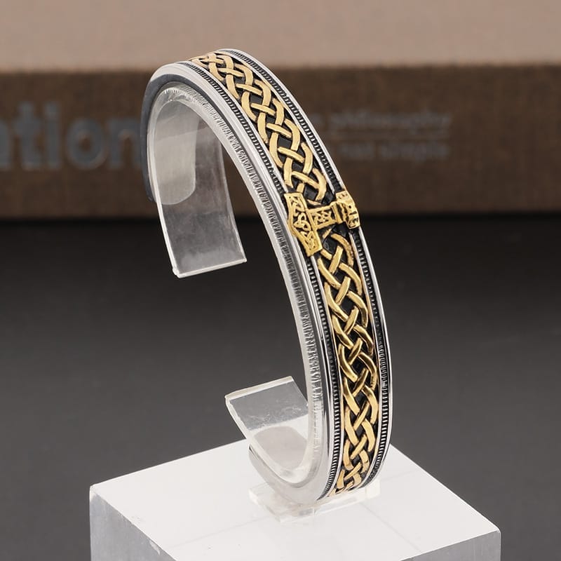 Fashion Vintage Thor's Hammer Stainless Steel Bangles Viking Triangle ...