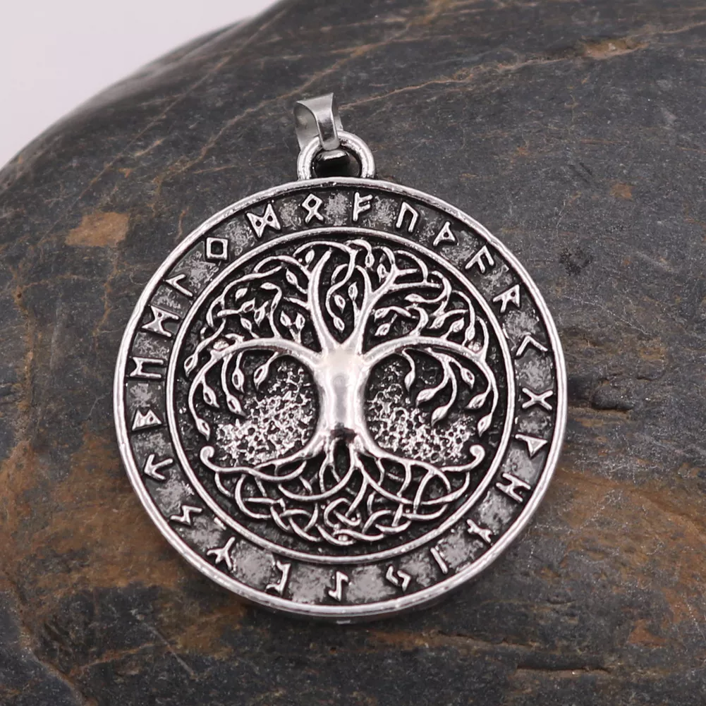 Norse Mythology Tree of Life Viking Runavin Pendant Retro Necklace Men ...