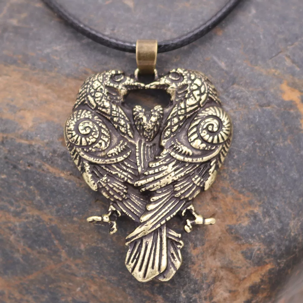 Nordic Viking Double Raven Pendant Necklaces Odin's Symbol Crow Amulet ...