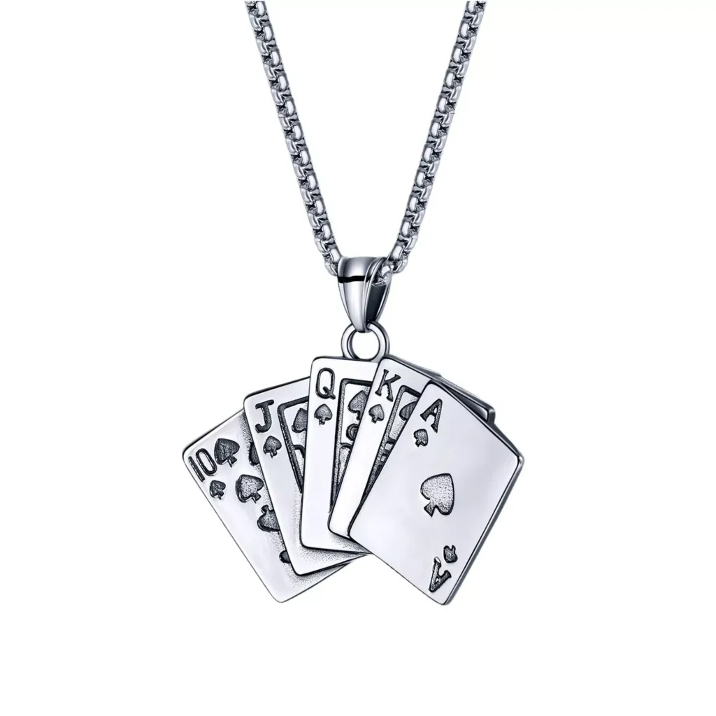 Hip Hop Stainless Steel Long Chain Poker Card Necklace Ace of Spades ...